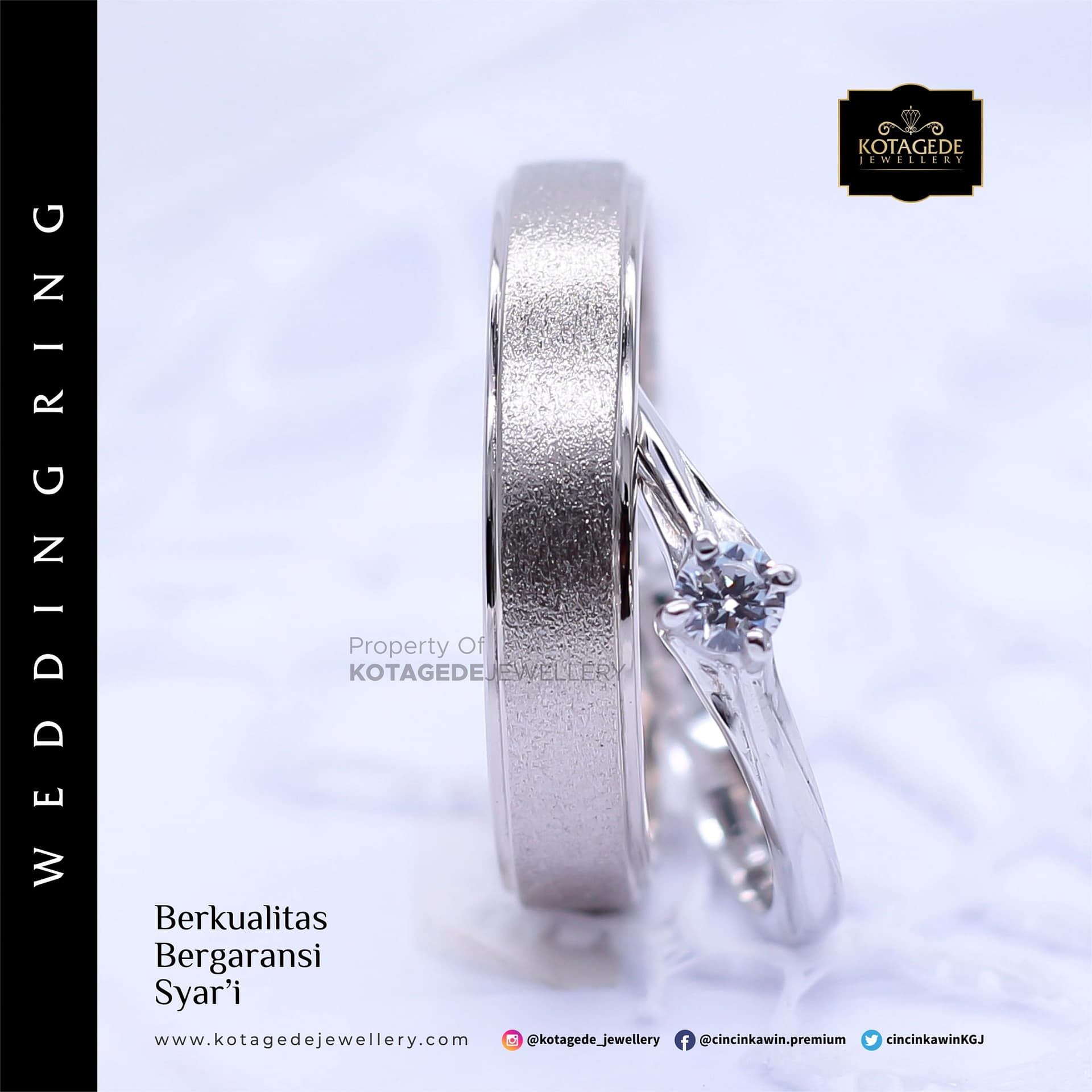 Cincin Kawin Tunangan Platinum Emas Putih PT0015WG